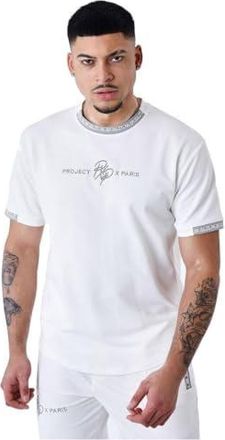 Project X Paris T-Shirt uni avec Bande Logo Blanc cassé L