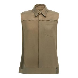 Ami Gr&uuml;nes &auml;rmelloses Hemd mit Brusttasche - - Blouses & Shirts - Damen - Gr&uuml;n - 2XS