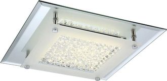 Globo Lighting 12 Watt LED Deckenlampe Deckenleuchte Beleuchtung Lampe Chrom Glas Kristalle klar