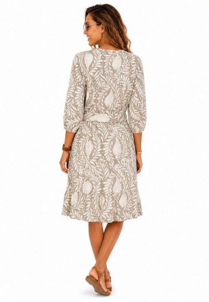 Sublevel Sommerkleid Sommerkleid mit Print und G&uuml;rtel Freizeitkleid 3/4 Arm Kleid Volant