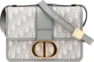 Dior 2022 mittelgroße Oblique Montaigne Umhängetasche aus Canvas 30cm - Grau