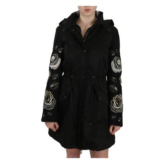 John Richmond Elegante schwarze Parkajacke mit Perlen - - Coats - Damen - Schwarzk - XS