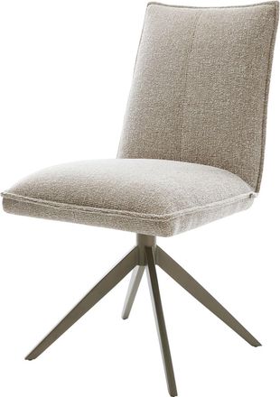 DELIFE Esszimmerstuhl Lelio-Flex Kreuzgestell breit Effektfinish Titan Webstoff Soft Beige 360&deg; drehbar Wippfunktion Taschenfederkern