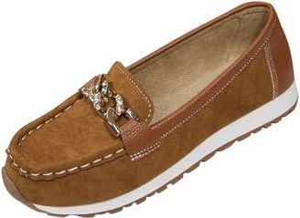 Generic Mocassins pour femme - Chaussures de marche d&eacute;contract&eacute;es &agrave; enfiler - Couleur unie - Classique - Antid&eacute;rapantes - Cha&icirc;ne en m&eacute;tal - Respirantes et con