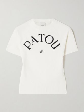 Patou Pull En Coton Mélangé Jacquard - Blanc