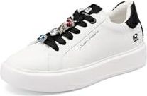 Queen Helena Baskets Platform avec strass pour femme X34-1, blanc/noir, 36 EU