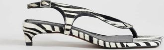 Topshop Sunshine - Sandales &agrave; entre-doigts et talon mi-haut en cuir v&eacute;ritable fa&ccedil;on poulain &agrave; z&eacute;brures-noir