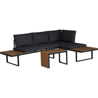 Habitat et Jardin Salon de jardin canap&eacute; dangle modulable d&eacute;cor imitation bois Sylva - 4 places - Gris