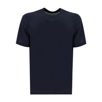 Brunello Cucinelli T-shirt en Soie et Coton Coupe Confort - Homme - Tops - Bleu - Taille: XS