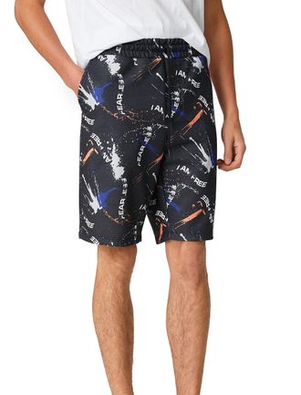 Koton Men Slogan Printed Shorts Drawstring Pocket Detailed Slim Fit