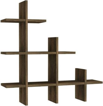 Dmora Regal Caelum, Gestell, Wandregal, Mehrzweckregale, 82x18h80 cm, Nussbaum, mit verst&auml;rkter Verpackung - Dmora