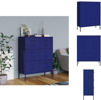 vidaXL Schubladenschrank Marineblau 80x35x101,5 cm Stahl - Schubladenschrank - Lagerschrank - Metallschrank - Stauraum - Wohnzimmermöbel