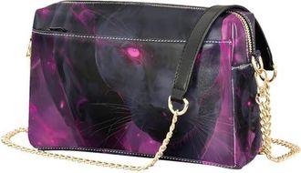 Mnsruu Sacs à bandoulière en cuir pour femme, panthère avec yeux violets