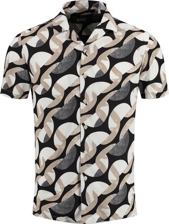 Key Largo Herren Magma 1/2 Patterned Hemd, Schwarz, XL