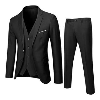 Generic Ensemble de costume pour homme - Coupe ajust&eacute;e - Solide - Formelle - Costume professionnel - Robe de mari&eacute;e - Groomsman Cblazer - Gilet Panto, 2 bouto