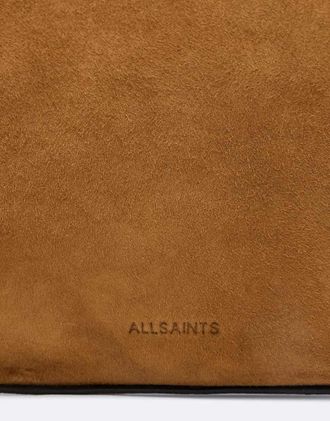 AllSaints Esme Umh&auml;ngetasche aus Wildleder in Goldbraun