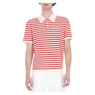 A.P.C. Gestreiftes Polo aus Baumwoll-Kaschmir mit Brusttasche - - Tops - Herren - Rot - S