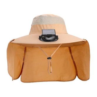 Generic Chapeau de ventilateur solaire à large bord - Chapeau de pêche en plein air, chapeau de soleil avec visière de refroidissement solaire | Accessoires d