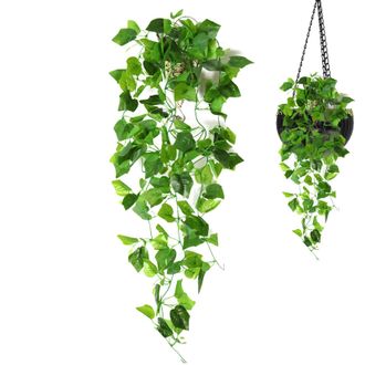 Generico K&uuml;nstliche H&auml;ngepflanzen, h&auml;ngende Kunstpflanzen im Innenbereich, 1 m gro&szlig;e Kunstpflanze, Kunstpflanze f&uuml;r Wand, Haus, Zimmer, Innendekoration u