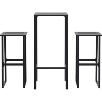 vidaXL Ensemble de bar de jardin 3 pcs noir acier enduit de poudre vidaXL