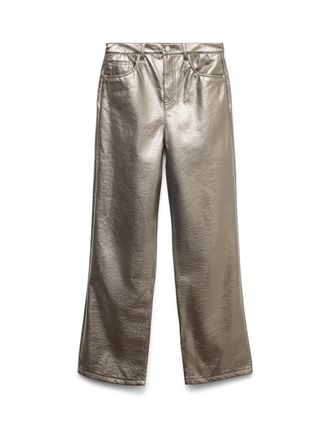 Vero Moda Damen Vmtessa Hr Wide Colored Vinyl Pants Noos, Chrome Grey, 27W x 32L