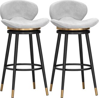 Generic 2Er-Pack Barhocker Aus Metall mit Schmetterlingsr&uuml;ckenlehne, Drehbare Esszimmerst&uuml;hle f&uuml;r K&uuml;cheninsel Und Hausbar, 75 cm Hoch, Wei&szlig;e Ausf&uuml;hrung