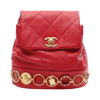 Chanel Pre-owned Matelasse Lambskin Backpack - Femme - Pre-owned - Rouge - Taille: ONE Size
