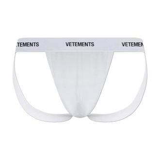 VETEMENTS Homme, Sous-v&ecirc;tements, Blanc, Taille: M Jockstrap tiss&eacute; logo