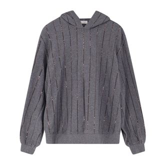 Brunello Cucinelli Dazzling Embroidery Top - - Sweatshirts & Hoodies - Damen - Grau - M