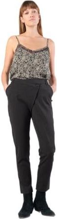 Le Temps Des Cerises Pantalon Livia Noir &agrave; Fermeture asym&eacute;trique