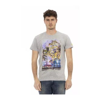 Trussardi Homme, Tops, Gris, Taille: S T-shirt Graphique Gris Col Rond