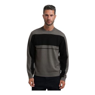 A|X Armani Exchange Pull-over &agrave; col rond et motif &agrave; blocs - Homme - Pulls - Noir - Taille: XL