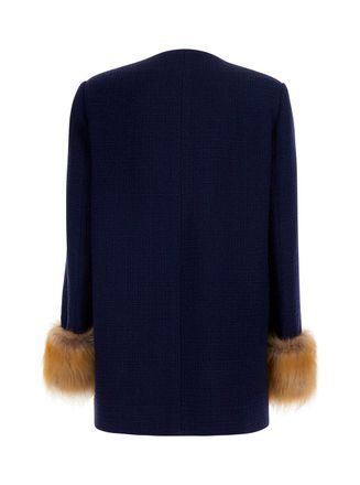 Valentino Womens Caban Coat Grey Wool Blazers Jacket