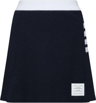 Thom Browne Femme, Jupes, Bleu, Taille: 36 FR Jupe pliss&eacute;e &agrave; plis creux en piqu&eacute; textur&eacute;