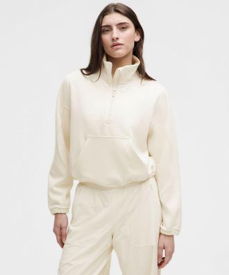 lululemon Geb&uuml;rstetes Top aus Softstreme mit halblangem Rei&szlig;verschluss f&uuml;r Frauen - Gr&ouml;&szlig;e 10 in Light Ivory