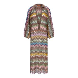 Missoni Femme, Robes, Multicolore, Taille: 36 FR Zizag Knit Lam&eacute; Shirt Dress