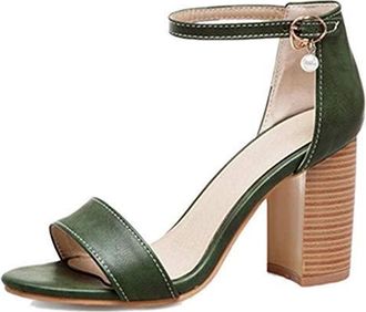 SJJH Sandales dété pour femme à talon bloc, vert, 48 EU