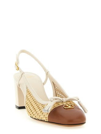 Valentino Garavani Womens Valet Du Slingback Heel Beige Goat Leather