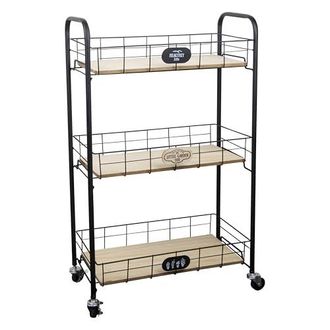 The Home Deco Factory KA2360 Little Market Servierwagen auf Rollen, 3 Ebenen, fahrbare Aufbewahrung, für Küche, Esszimmer