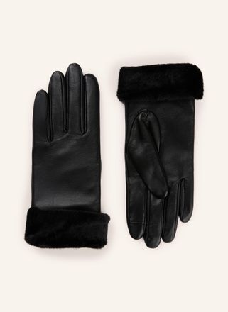 HUGO BOSS Lederhandschuhe Giorgy Mit Kunstfell schwarz