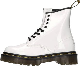 Dr. Martens Femme, Chaussures, Blanc, Taille: 37 EU Bottes &agrave; lacets en cuir verni 1460 Bex