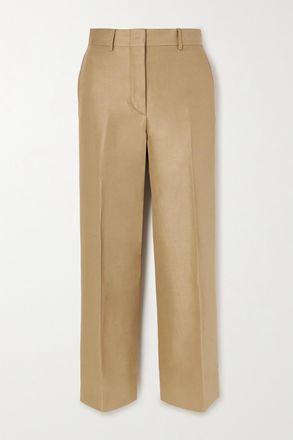 Brioni Hose Mit Geradem Bein Aus Twill Aus Einer Mischung Aus Baumwolle, Leinen Und Seide - Braun