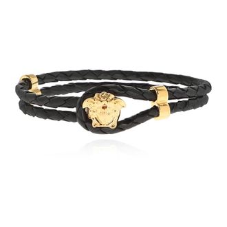 Versace Homme, Accessoires, Noir, Taille: ONE Size La Medusa Leather Bracelet