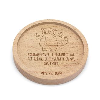 Mr. & Mrs. Panda Untersetzer Skorpion Astrologie - Geschenk, Geburtstagsgeschenk, Sternzeichen, Flaschenuntersetzer, Tassenuntersetzer, Rund, Tierkreiszeichen, Getr&auml;nk
