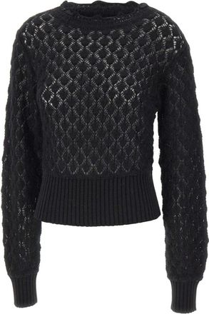 Blumarine Femme, Pulls, Noir, Taille: 40 FR Pull en maille ajour&eacute;e &agrave; col bateau