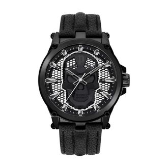 Police Schwarze Leder-Sch&auml;deluhr - - Accessories - Herren - Schwarzk - ONE SIZE