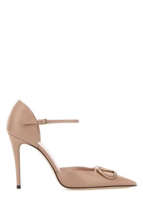 Valentino Garavani Rhinestone-Embellished Ankle-Strap Heel - Beige