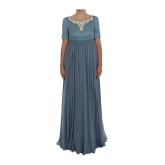 Dolce & Gabbana Blaues Seidenkristall-Scheidekleid - - Dresses - Damen - Blau - S