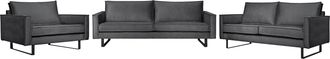 ars manufacti home24 Polstergarnitur Liel - 3-2-1 Grau/Anthrazit Samt Onoli 222 x 84 x 94cm Industrial
