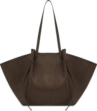 Yuzefi Womens Shoulder Bag Mochi Raffia Brown Nylon